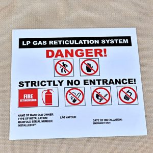LP Gas Reticulation System Safety Sign - Tidy Planet